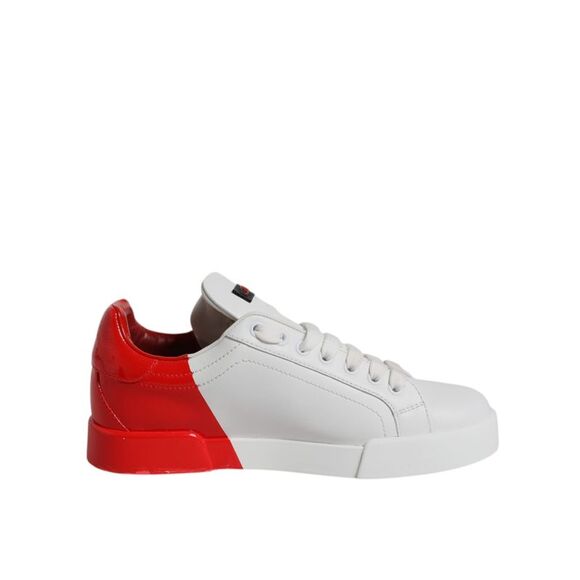 Dolce & Gabbana | Shoes | Dolce Gabbana White Red Leather Logo Low Top ...
